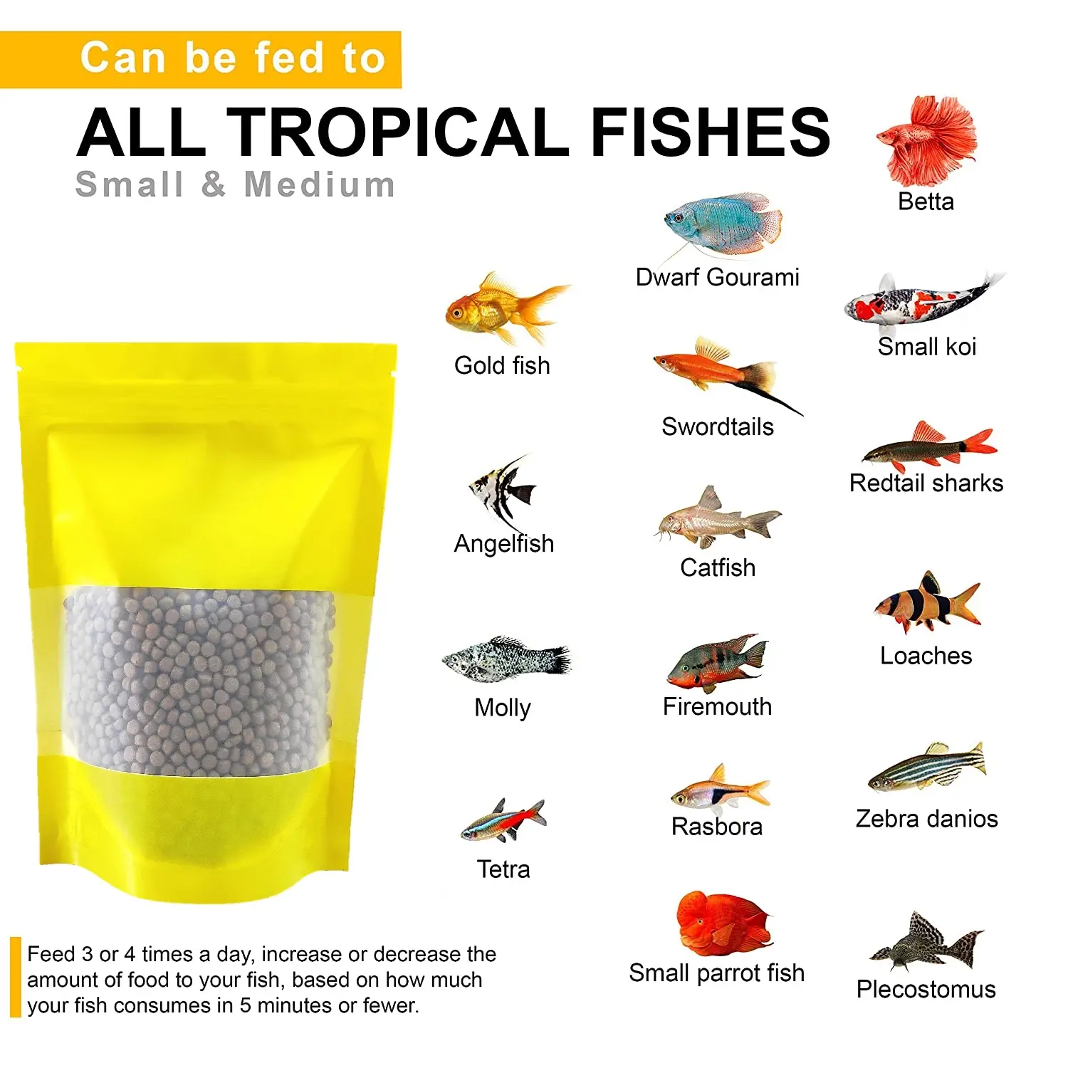 1.8mm Pellet Fish Food with 32% Protein & No Color for All Fish